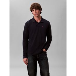Calvin Klein Jeans Herren Langarm-Poloshirt Regular fit mit Rundhalsausschnitt schwarz XL