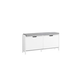 sobuy Schuhbank mit 2 T&uuml;ren Wei&szlig; 105x24x52cm Funktional
