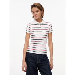 Tommy Jeans Damen Poloshirt &raquo;TJW SLIM RIB SS POLO&laquo; mit gerippter Struktur wei&szlig; XL (46)