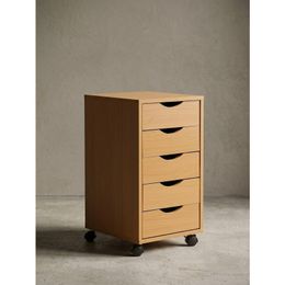 KADIMA DESIGN Rollcontainer &ndash; Buche MDF, 33x64x38 cm, 5 Schubladen, Rollen, modern