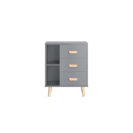 sobuy Nachttisch mit 3 Schubladen Hellgrau 48x40x60cm Modern