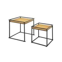 home24 Beistelltisch-Set JAMAESON 2-teilig in Eiche Dekor / Schwarz | Gr.: onesize