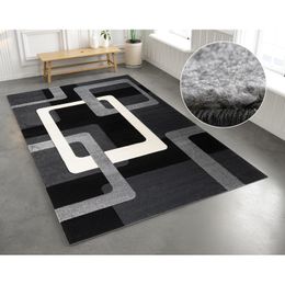 OTTO home Teppich &raquo;Maxim&laquo; rechteckig 13 mm H&ouml;he Hoch-Tief-Effekt, Kurzflor, 3D-Design, Kundenliebling schwarz Kunstfaser B : 60cm 1 Stk., 13mm, L: 