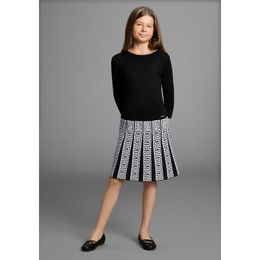 Bruno Banani M&auml;dchen Strickkleid &raquo;Strickkleid mit Faltenrock und Jacquardmuster f&uuml;r M&auml;dchen&laquo; F&uuml;r TEENS. Trendiges Strickkleid schwarz-wei&szlig; 140/146, N-