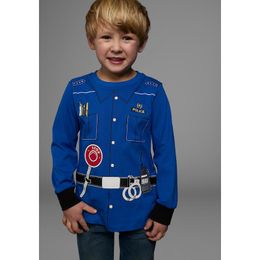 Kidsworld Jungen Kidsworld Langarmshirt &raquo;POLIZEI&laquo; Langarm, Basic-Passform, bedruckt, Rundhalsausschnitt blau 128/134