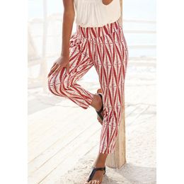 Lascana Damen Lascana 7/8-Strandhose &raquo;aus leichtem Viskosejersey&laquo; mit breitem B&uuml;ndchen, leichte Sommerhose, Strandhose, Schlupfhose orange 34, N-Gr
