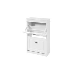 sobuy Schuhbank mit 2 T&uuml;ren Wei&szlig; 104x24x52cm Funktional