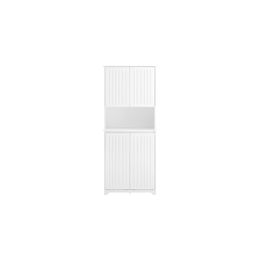 sobuy Badezimmer-Hochschrank mit 4 T&uuml;ren Wei&szlig; 70x37x170cm Funktional