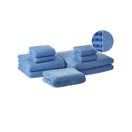 Beliani 9er-Set Handtuch AREORA in Blau | Gr.: onesize