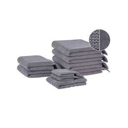 Beliani 9er-Set Handtuch ATIU in Grau | Gr.: onesize