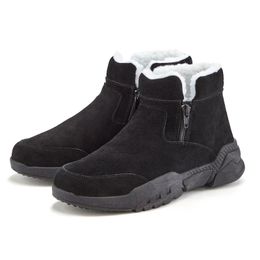 Vivance Damen Stiefelette aus Veloursleder und mit Warmfutter, Winterstiefel, Stiefel, Boots schwarz 42