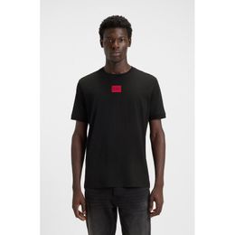 Hugo Herren Hugo T-Shirt &raquo;Diragolino&laquo; Rundhalsausschnitt, Regular Fit, Logo-Label schwarz M