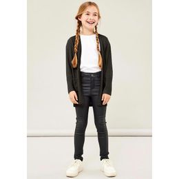 name it M&auml;dchen Strickjacke &raquo;NKFVICTI &ndash; Cardigan ohne Verschluss aus Feinstrick&laquo; unifarben, casual, regular fit, Feinstrick, V-Ausschnitt schwarz 158/