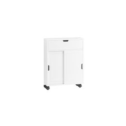sobuy Toilettenschrank Mit 2 T&uuml;ren Und Toilettenpapierhalter Wei&szlig; 50x17x67cm Rustikal