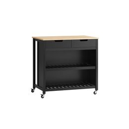 sobuy K&uuml;cheninsel mit 2 Schubladen Schwarz 100x60x93,5cm Funktional