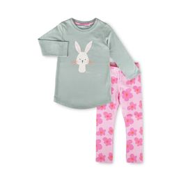 Sigikid Pyjama Nachtw&auml;sche in salbeigr&uuml;n/pink | Gr.: 86