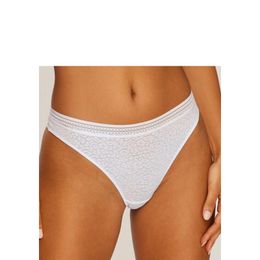 Lascana Damen Lascana String &raquo;Freya&laquo; aus Spitze in Leo-Optik mit modischem Bund, sexy Dessous wei&szlig; 44/46