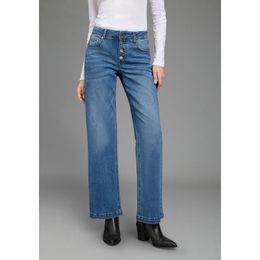 Bruno Banani Damen Weite Jeans mit Elasthan-Anteil, aus Baumwollmaterial blau 46, N-Gr