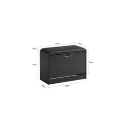 sobuy Schuhbank mit 1 T&uuml;r Schwarz 60x30x48cm Funktional