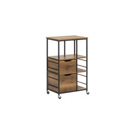 sobuy K&uuml;chenwagen mit 2 Schubladen Dunkelbraun 53x37x89cm Industriell
