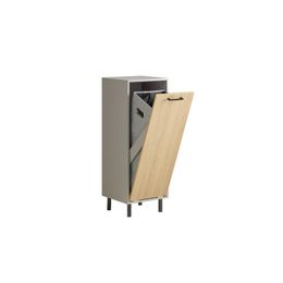 sobuy W&auml;scheschrank mit ausklappbarem W&auml;schesack Grau 31,5x30x86,3cm Industriell