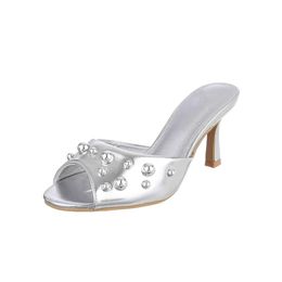 Ital-Design High-Heel Sandalette in Silber | Gr.: 40