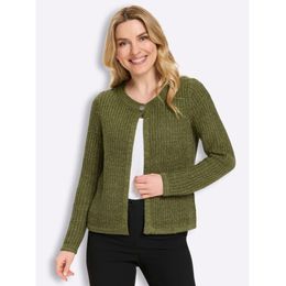 Sieh an! Strickjacke in oliv-schilf-meliert | Gr.: 46