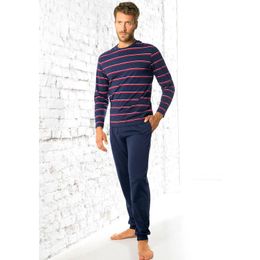 H.I.S. H.I.S Herren Pyjama 1 St&uuml;ck, 2 tlg. Schlafanzug mit garngef&auml;rbten Streifen blau 48/50 (M)
