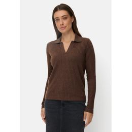 Camel Active Jersey-Shirt mit geripptem Kragen in Braun | Gr.: XXL