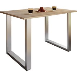 Vcm Holzesstisch H. 76 x B. 80 x T. 80 cm hochwertiges und massives Fu&szlig;gestell F&uuml;&szlig;e aus Eisen K&uuml;chentisch - Xona U