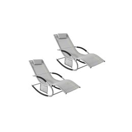 sobuy Schaukelstuhl-Set f&uuml;r 2 Personen f&uuml;r den Garten Hellgrau 150x63x87cm Modern