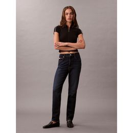 Calvin Klein Jeans Damen Mom-Jeans &raquo;NEW MOM JEAN&laquo; mit Markenlabel am Bund blau 31, L&auml;nge 32