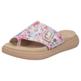 Rieker Damen Zehentrenner Pantolette, Sommerschuh, Hausschuh zum Schlupfen bunt 42