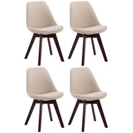 CLP 4er Set Retrost&uuml;hle Borneo V2 Mit Stoffbezug Und Hochwertiger Polsterung I Lehnst&uuml;hle Mit Holzgestell