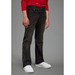 Bruno Banani M&auml;dchen Bootcut-Jeans &raquo;Stretchjeans mit Nieten&laquo; Bootcut Fit, mit Glitzersteinen, mit Abriebeffekten, mit Coinpocket 170, N-Gr