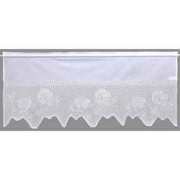 HOSSNER - ART OF HOME DECO Querbehang &raquo;Igel&laquo; Stangendurchzug 1 Stk. tlg. handgeh&auml;kelte Spitze, wei&szlig;, Baumwolle wei&szlig; Wirkware, Baumwolle 35cm, 
