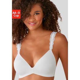 Lascana Push-up-BH ohne B&uuml;gel, mit Spitzentr&auml;gern, bequemer BH, T-Shirt-BH, Racerback BH wei&szlig; 80, Cup C Push-up-BH