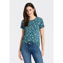 Ragwear Damen Kurzarmshirt &raquo;MINTTA FLOWER O&laquo; mit sommerlichem Print blau XXL