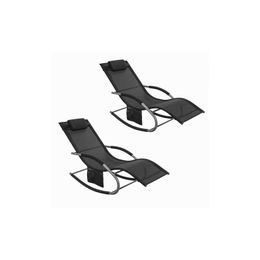 sobuy Schaukelstuhl-Set F&uuml;r 2 Personen Schwarz 150x63x87cm Modern