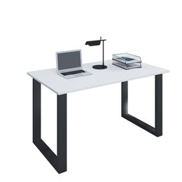 Vcm Holz Schreibtisch H. 76 x B. 140 x T. 50 cm Computertisch schlicht F&uuml;&szlig;e aus hochwertigem Metall Arbeitstisch B&uuml;rom&ouml;bel - Lona U