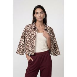 monari Damen Kurzjacke &raquo;Jacke Leodruck Allover&laquo; ohne Kapuze Regular fit mit Leomuster braun 46