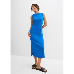 bonprix Damen bonprix Jerseykleid aus Rippjersey, mit rundem geripptem Halsausschnitt, ohne &Auml;rmel blau 44/46 (L), N-Gr