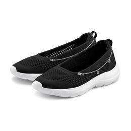 Lascana M&auml;dchen Lascana Sneaker &raquo;Slip-On-Sneaker, Freizeitschuh, Slipper,&laquo; Ballerina, Halbschuhe zum Reinschl&uuml;pfen VEGAN schwarz 41