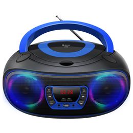 Denver TCL-212BT Boombox &ndash; CD, Bluetooth, USB, AUX LED-Lichter, blau