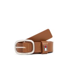 Tommy Jeans Damen Lederg&uuml;rtel &raquo;TJW OVAL 3.0 cm breit&laquo; Ovale Einfachdornschlie&szlig;e und Logo am Verschluss braun 100