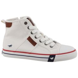 Mustang Shoes Damen Plateausneaker &raquo;Winona&laquo; Freizeitschuh, High Top-Sneaker, Schn&uuml;rboots, kontrastreiche Details wei&szlig; 36