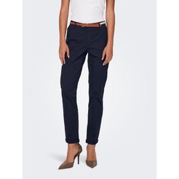 Only Damen Only Chinohose &raquo;ONLBIANA &ndash; Chinohose mit G&uuml;rtel und Umschlagsaum&laquo; slim fit, modisch, Web, Baumwollmischung blau 38 (M), N-Gr