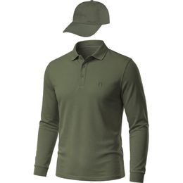 Normani Herren Langarm Poloshirt mit passender Baseballkappe in Oliv | Gr.: M