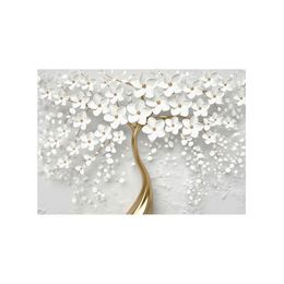 WALLARENA Fototapete 3D Baum in Beige | Gr.: 150 x 105 cm