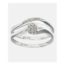 Diamant L'&eacute;ternel Cluster-Ring aus 375 Wei&szlig;gold mit 0.07 Karat Diamant | Gr.: 56